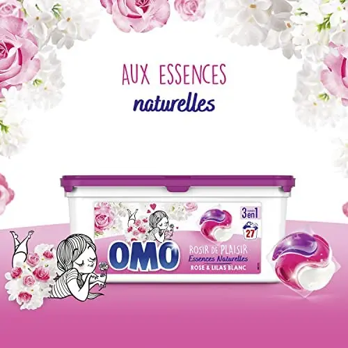 Omo 3-in-1 Laundry Capsules X81,Pink & Lilac White With Natural ...
