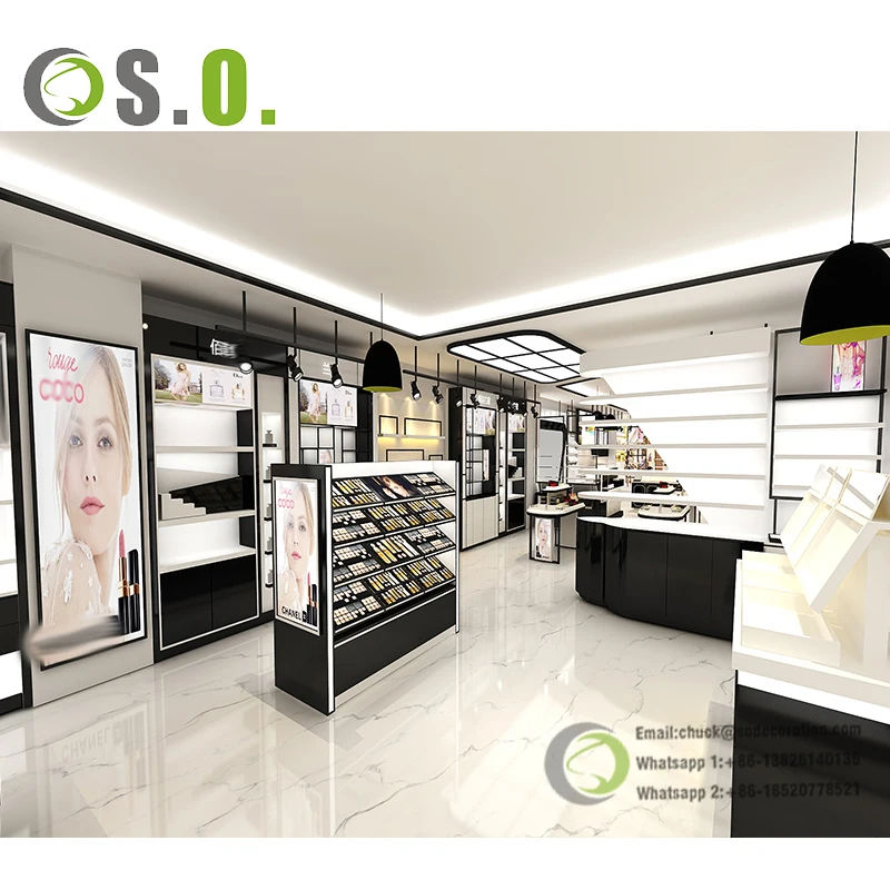 Retail Store Cosmetic Showcase Wall Cosmetic Shelf Interior Decoration ...