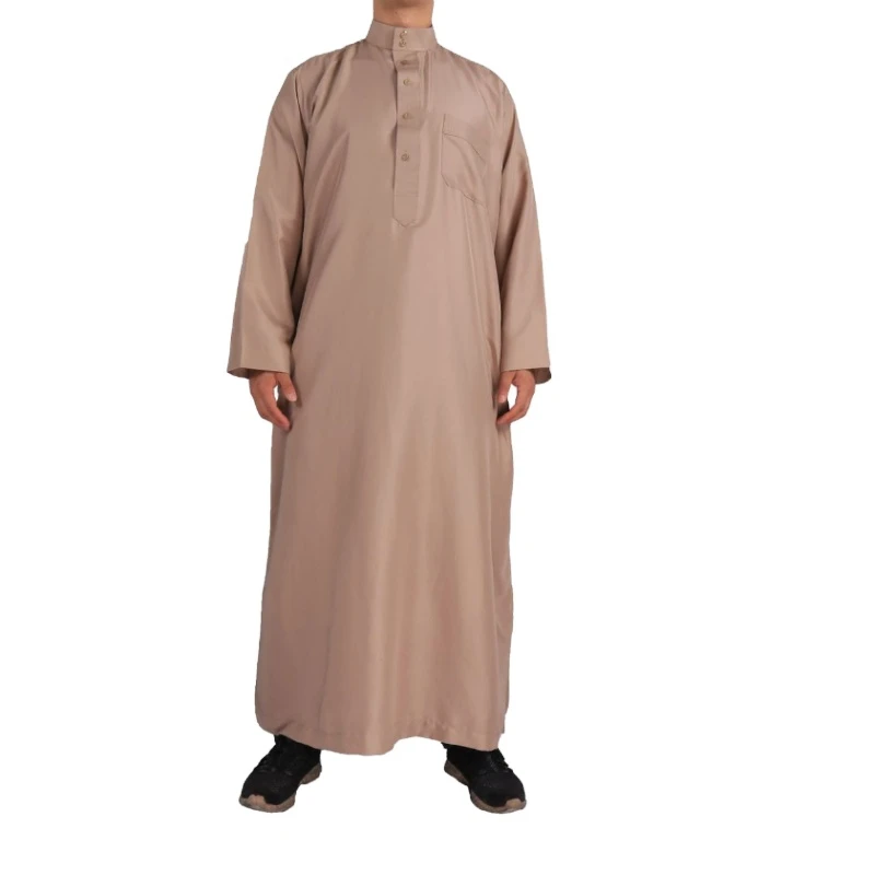 Mens Muslim Abaya Saudi Thobe Jubba Long Sleeve Dress Islamic-robes ...