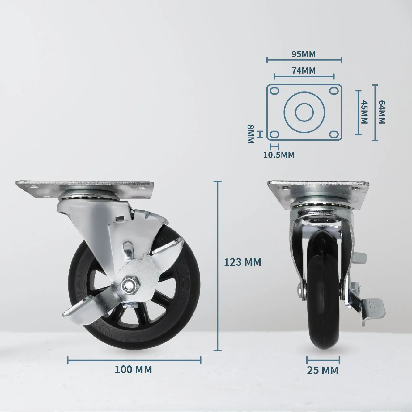 Cce 100mm Castor Wheels With Ball Bearing And Side Lock - Buy Castor ...