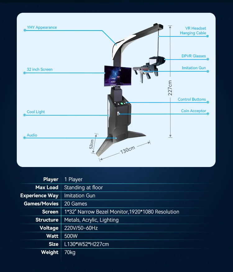 YHY VR Gun Battle Game Set - 32 Inch Screen VR Shooting