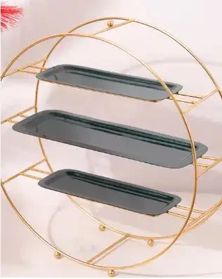 Decorative Buffet Server Organiser 3 Tier Round Cake Stand For Dining