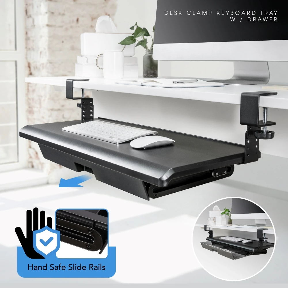 Clamp On Keyboard Tray Under Desk Drawer - Adjustable Height Office ...