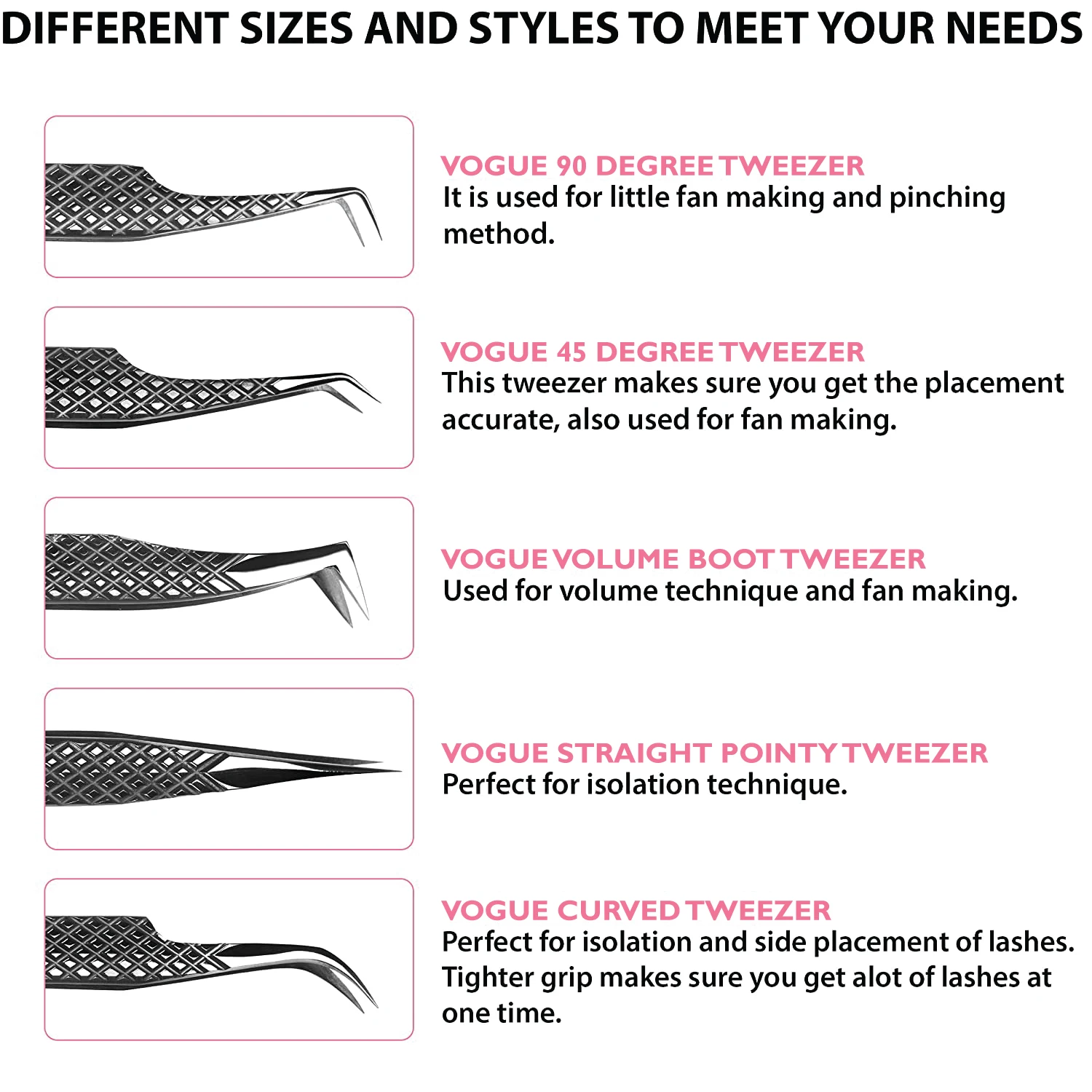 Best Rose Gold Lash Tweezers L Type Narrow Tip Professional Eyelash Extension Volume Tweezers ...