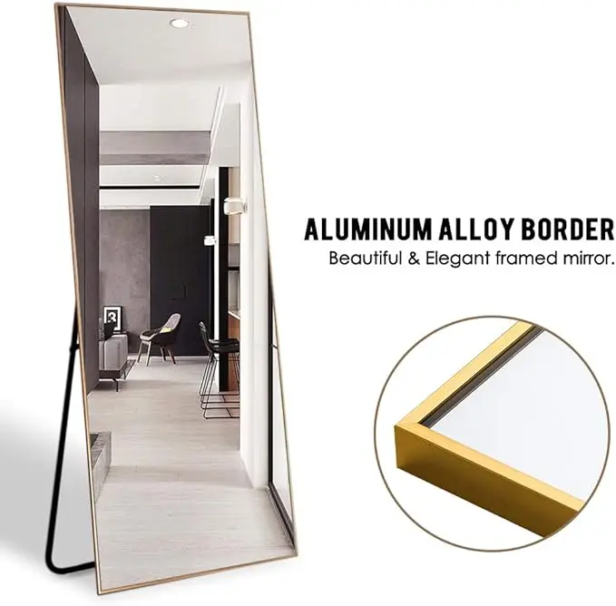 Full Length Floor Mirror with Standing Holder for Bedroom Locker Room ...
