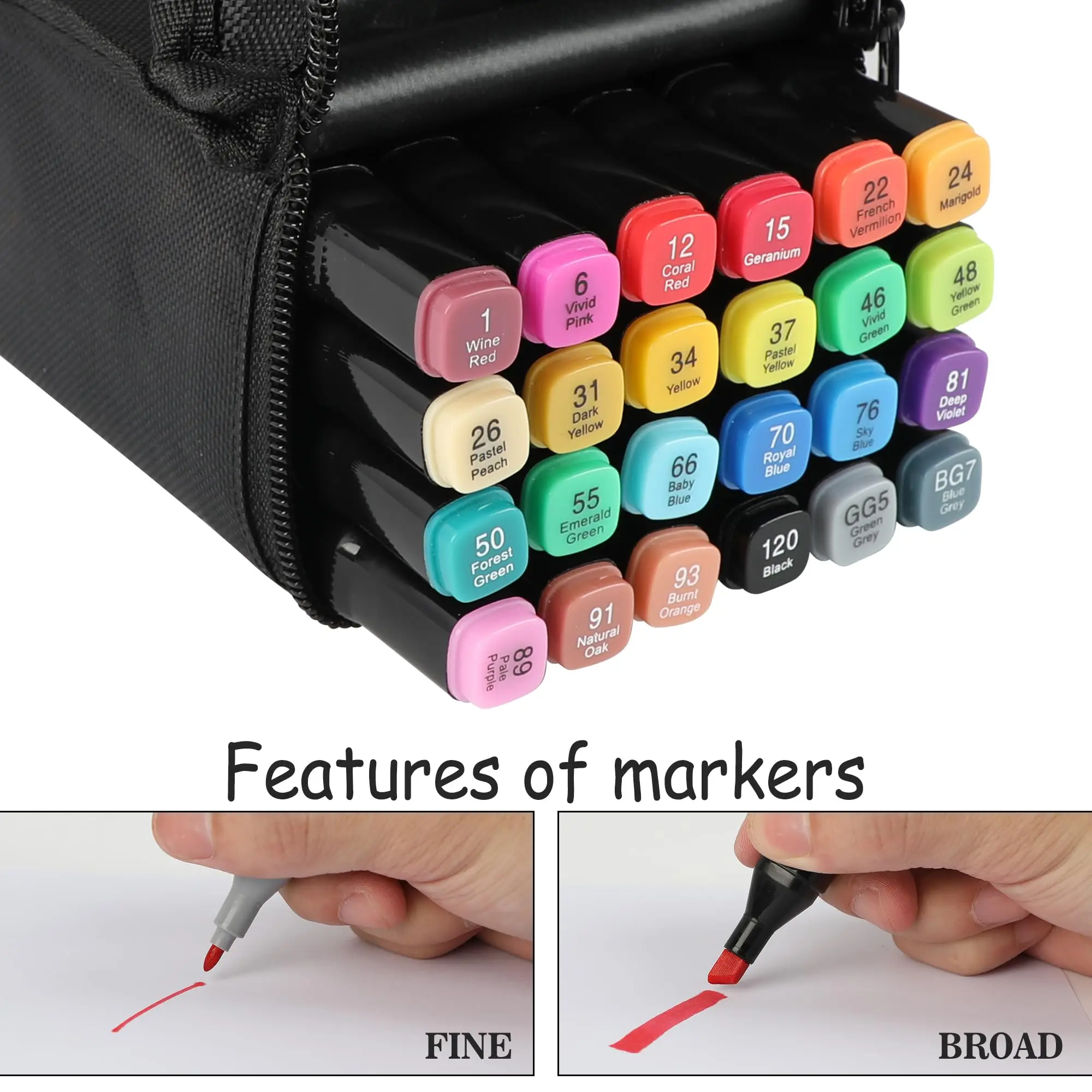 80 Colors Drawing Permanent Sketch Marker Pen Dual Tips Alcohol Art ...