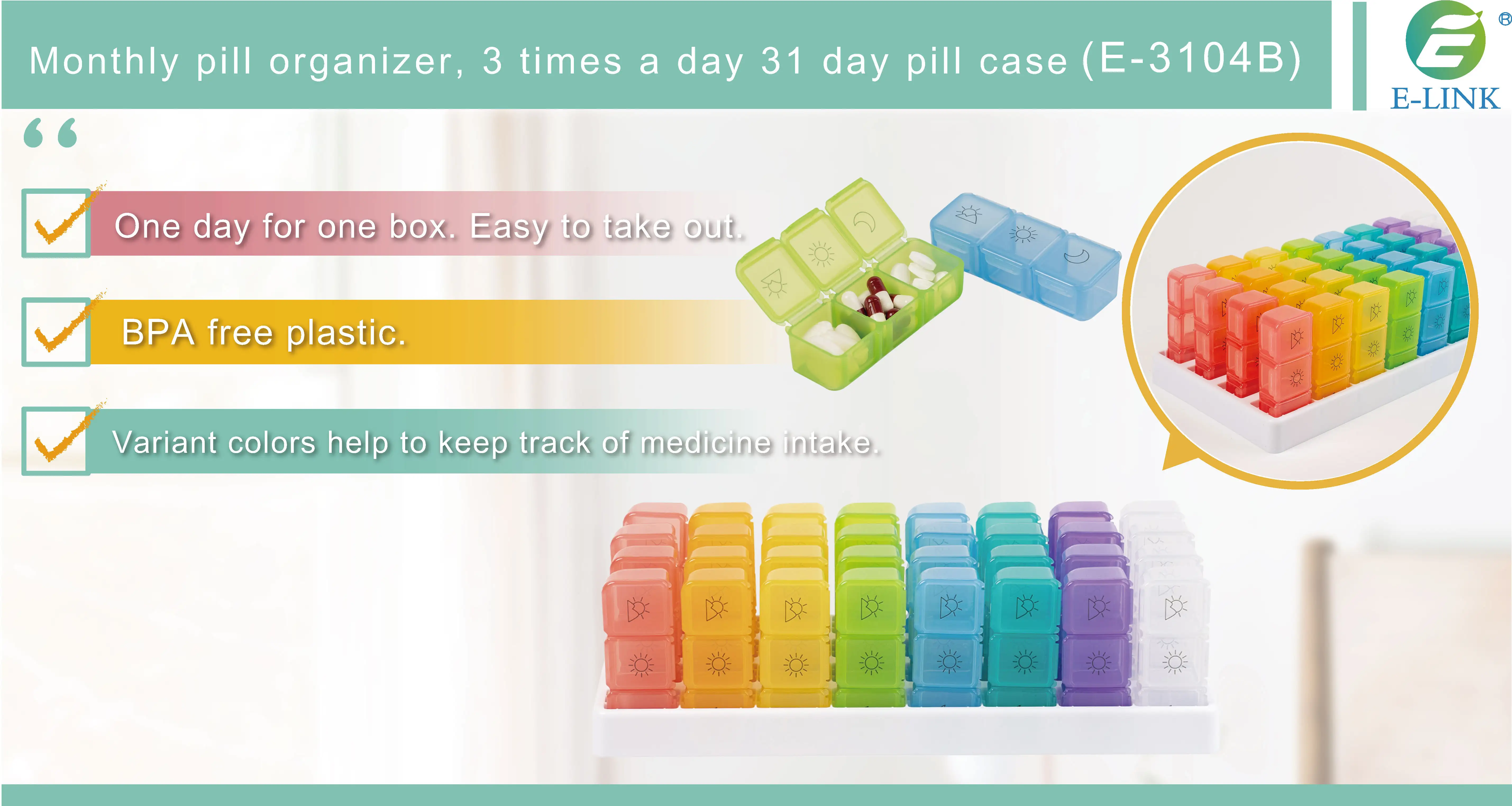 31-day Pill Dispenser,Divided For Three Daily Doses,Monthly Pill ...