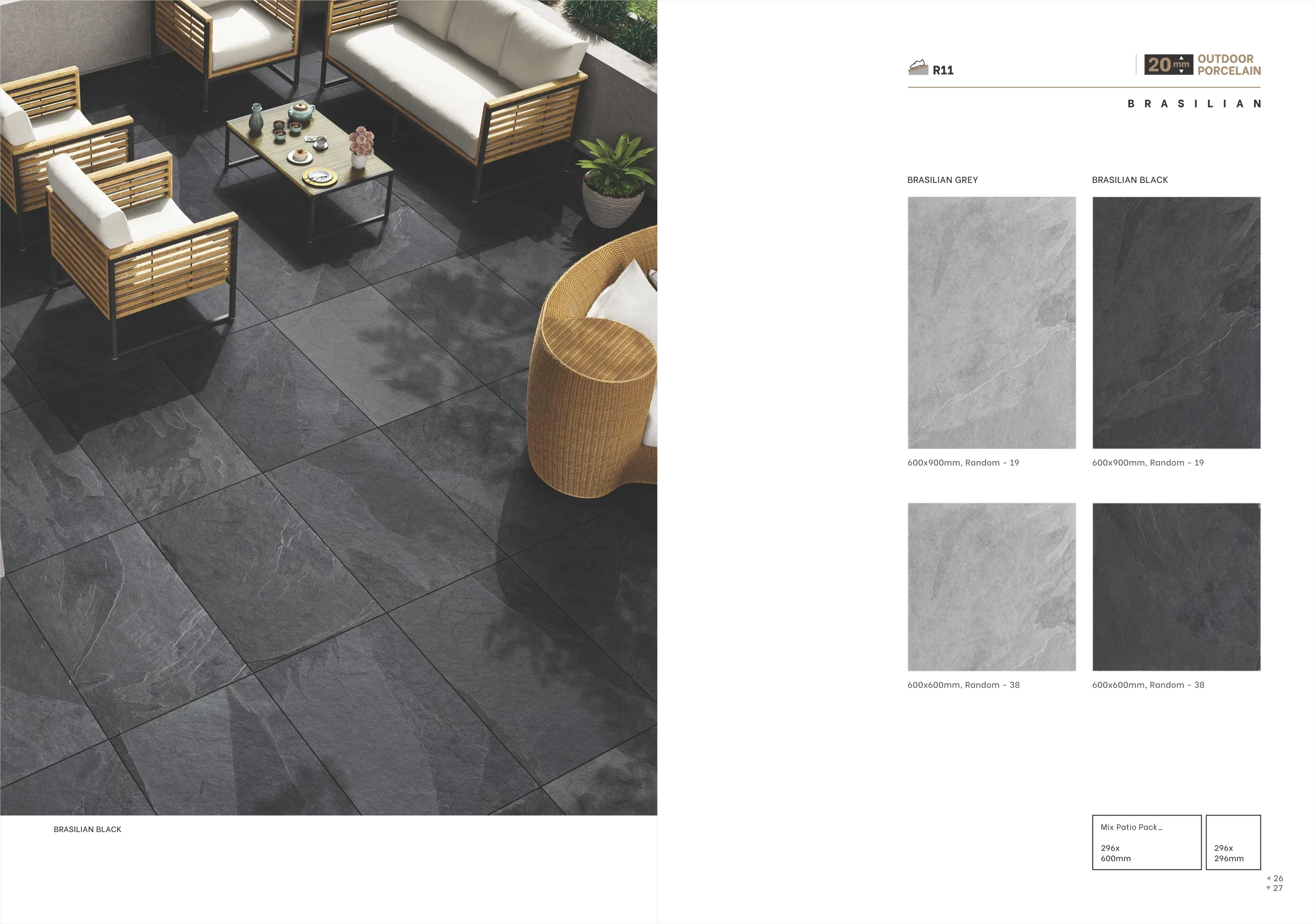 600x600 2cm Rustic Outdoor Porcelain Tiles Glazed Polished Matte Finish ...