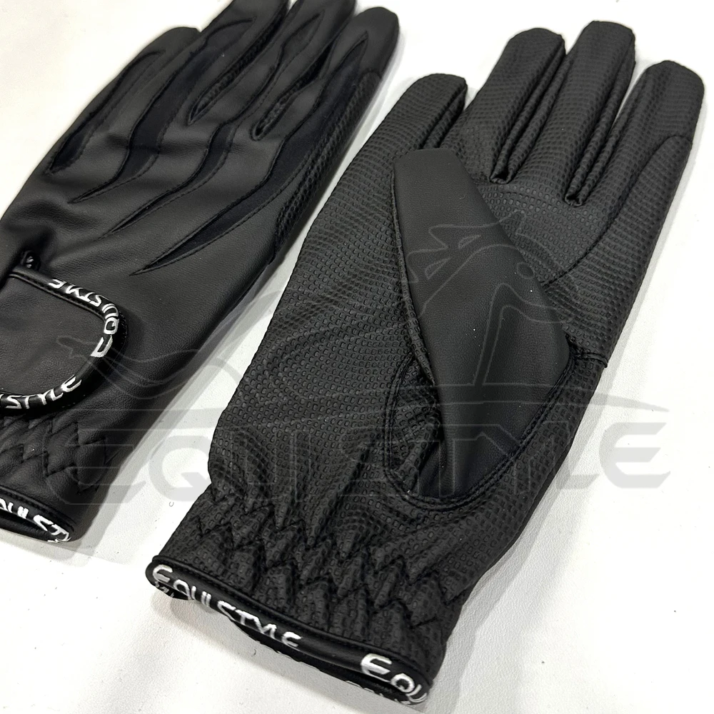 Black Equestrian Leather Gloves From Pakistan Soft Fleece Lining Twill ...