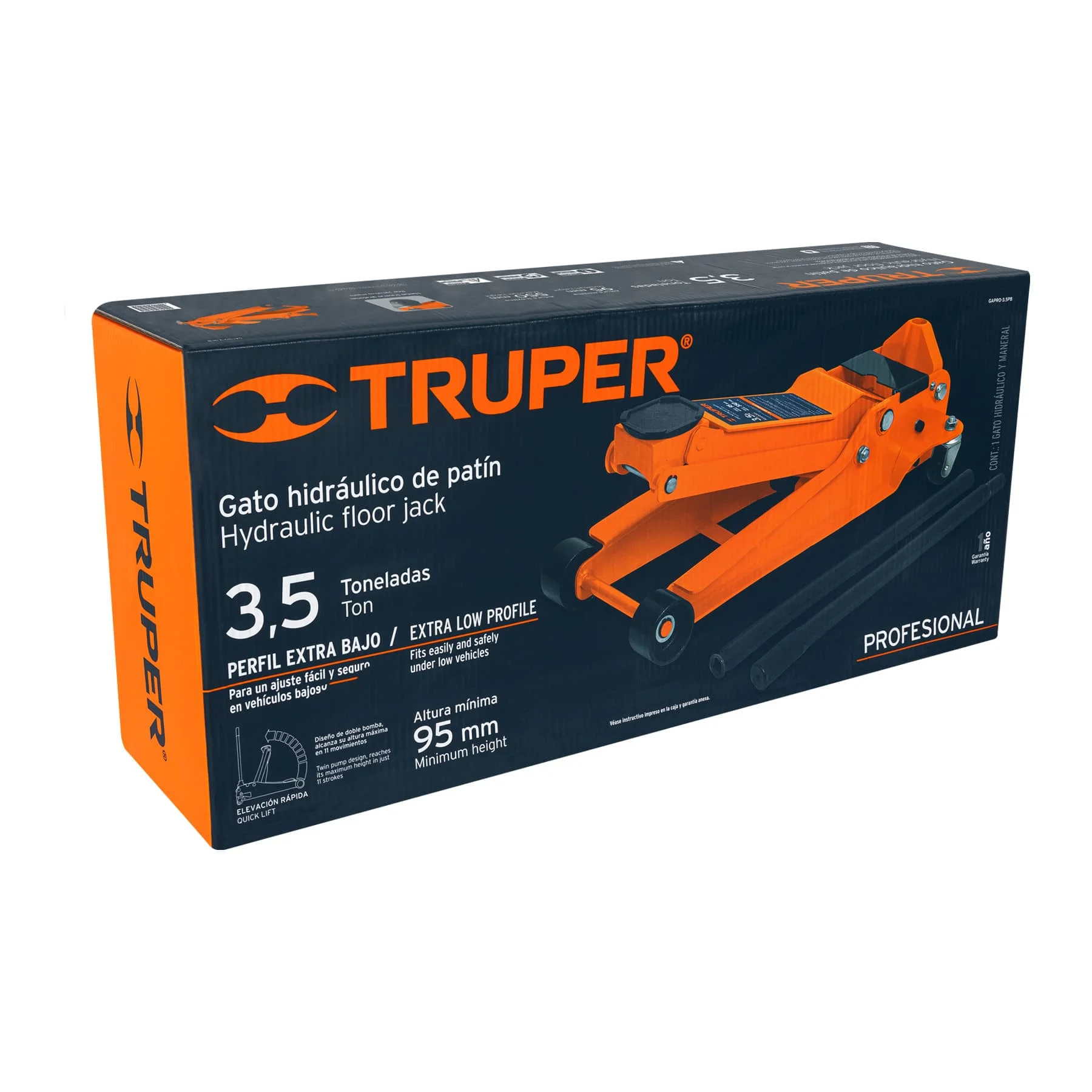 Truper Professional GAPRO-3.5PB Hydraulic Skid Steer Jack 3.5 Ton Fast ...