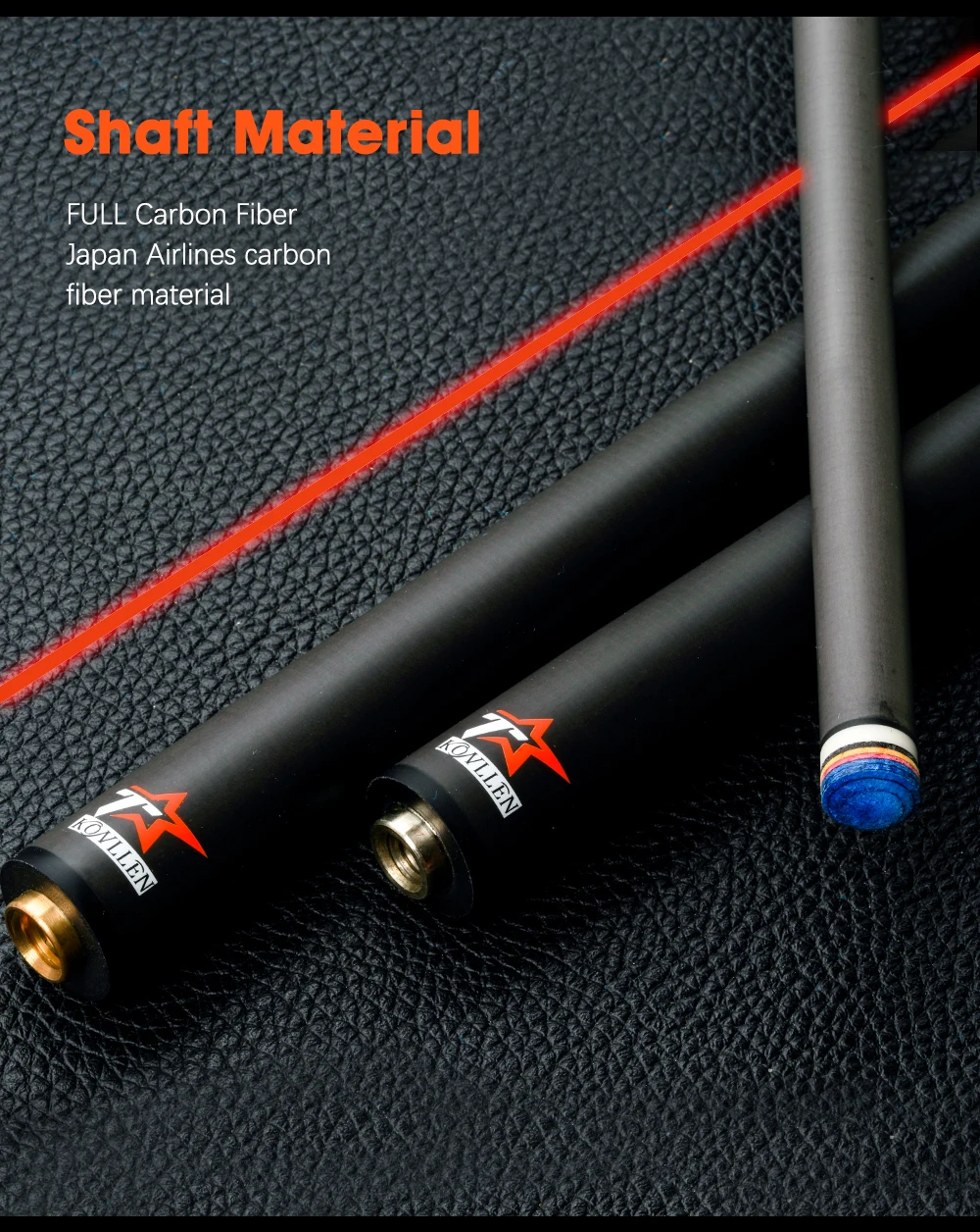 Konllen Carbon Fiber Billiard Pool Cue Stick Shaft Multiple Joints 12 ...