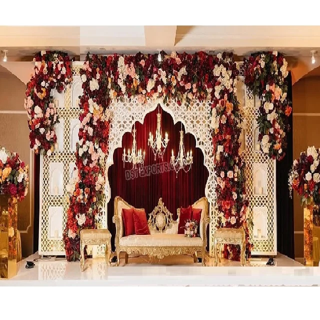 Mughal Style Reception Night Stage Frames Decor Mehrab Style Wedding ...