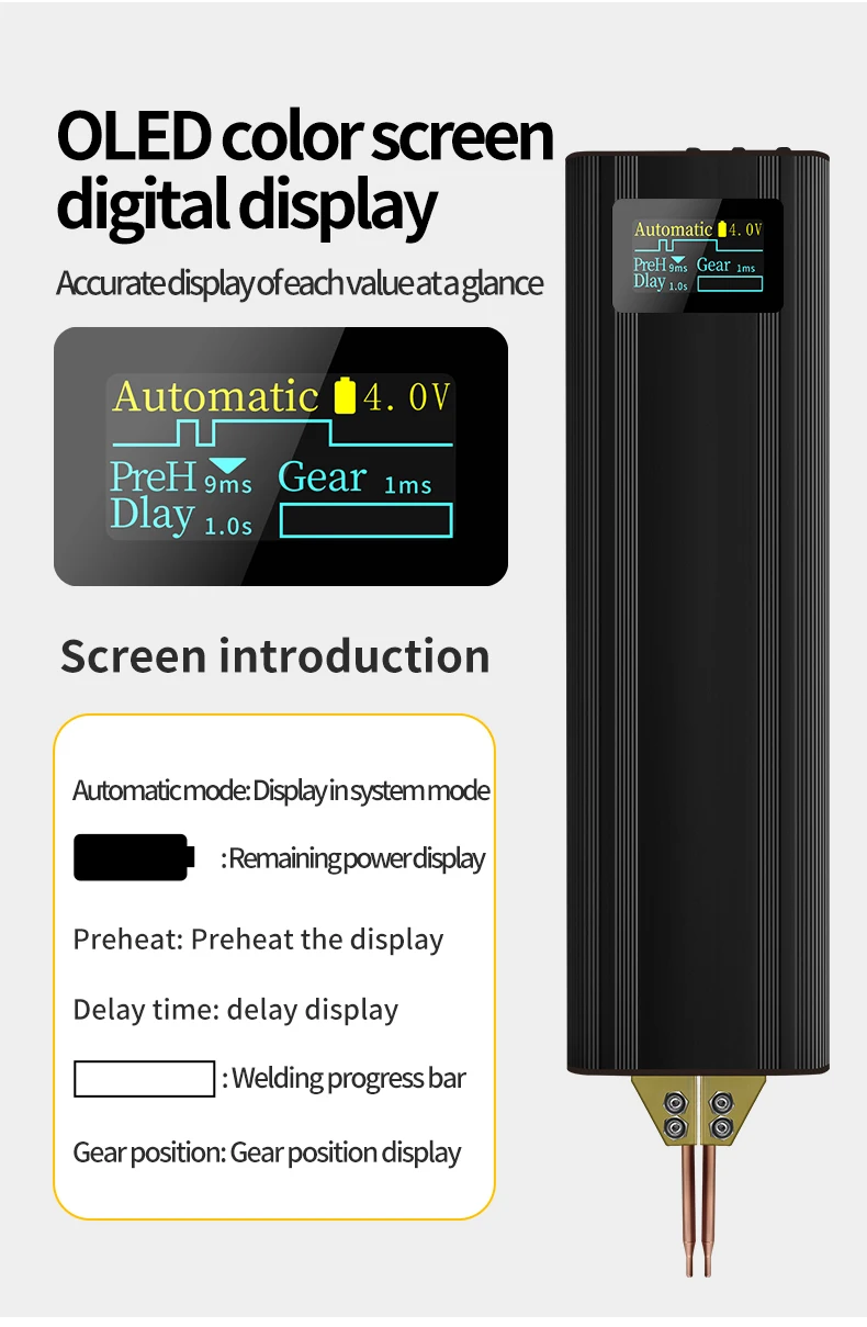 80 Gears Spot Welder Adjustable Portable Handheld Digital Display Mini ...