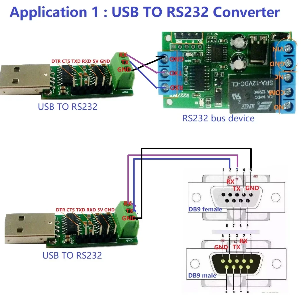 Ud67a01 Industrial Usb To Rs232 Rs485 Converter Serial Uart Module Txd ...