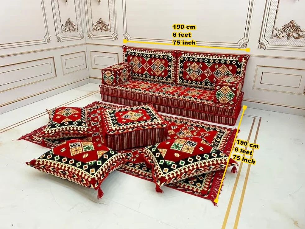 Arabic Floor Sofa Living Room Full Sets - 190cm / 6feet / 75 Inch - 1 ...