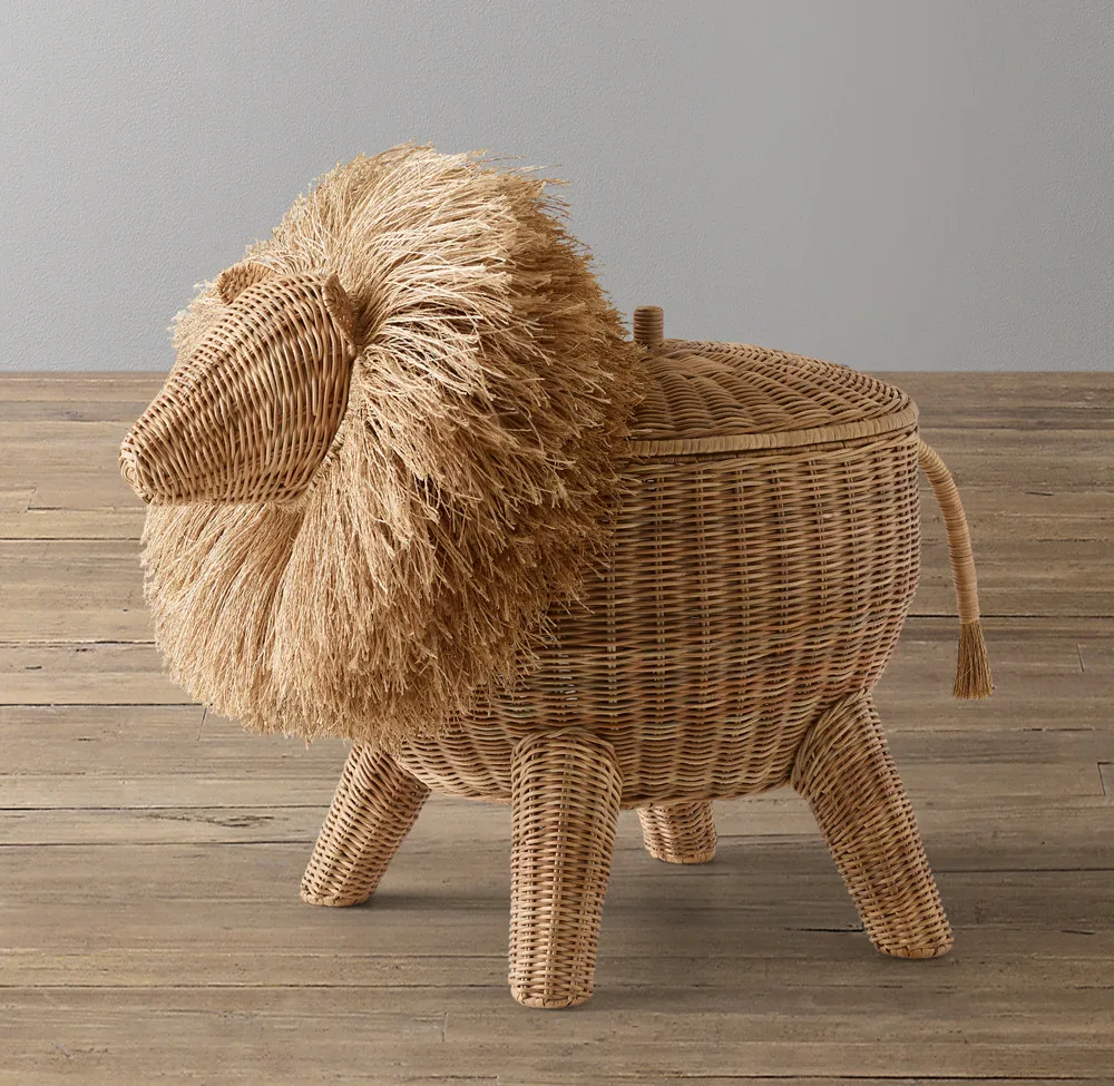 Best choice Handwoven Rattan Animal Basket Lion 100% eco friendly ...