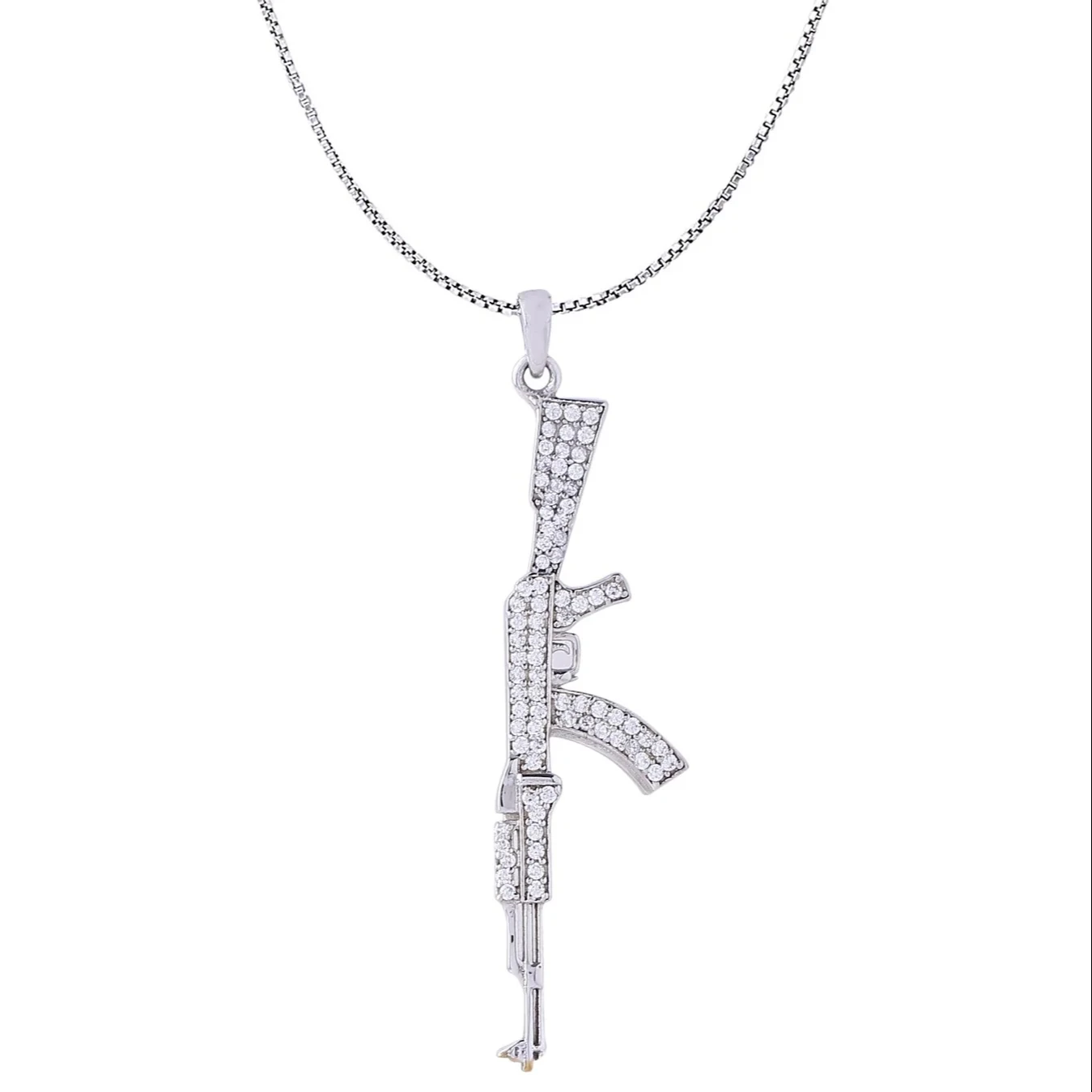 Mafia AK-47 Gun New Pure Solid Gold Iced Out Pendant Diamond Gold ...