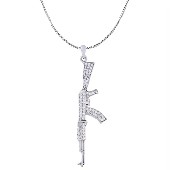 Mafia Ak-47 Gun New Pure Solid Gold Iced Out Pendant Diamond Gold ...