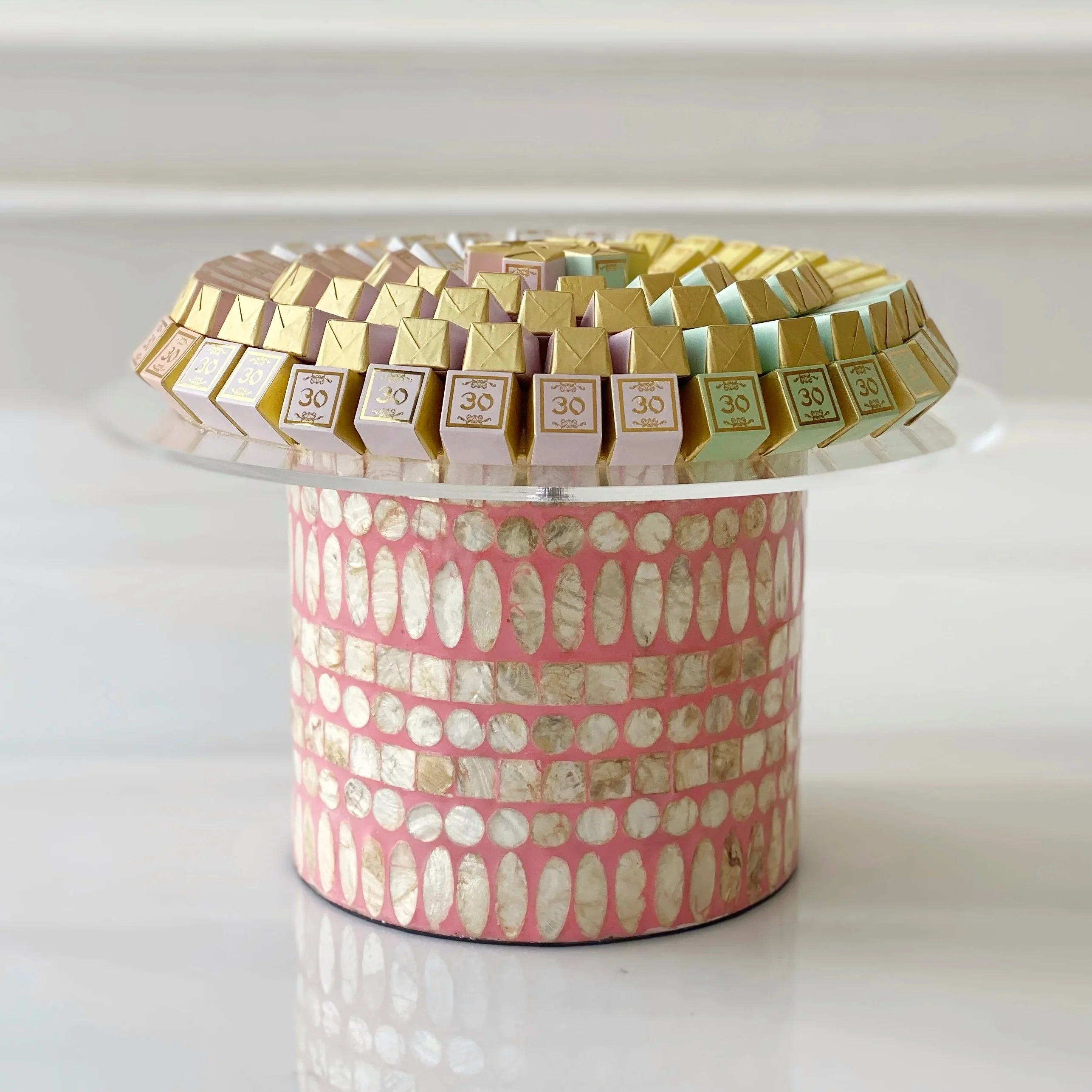 Vietnamese Handmade Mother of Pearl Inlay Cake Stand With Acrylic Top ...