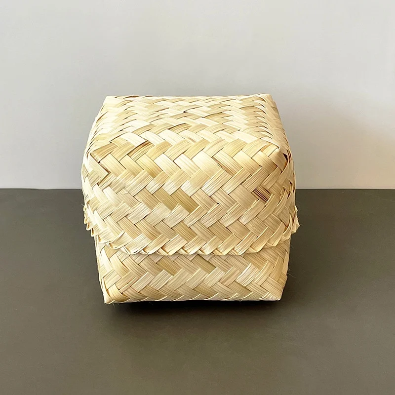 Small Gift Box Natural Bamboo Square Weaving Boxes For Christmas ...
