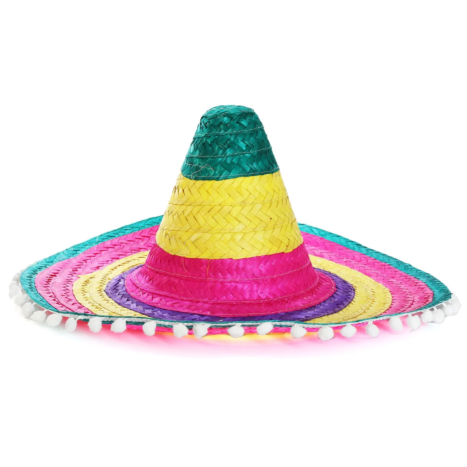 Wholesale Colorful Mexican Straw Hats Wide Brim Edges Party Supplies ...