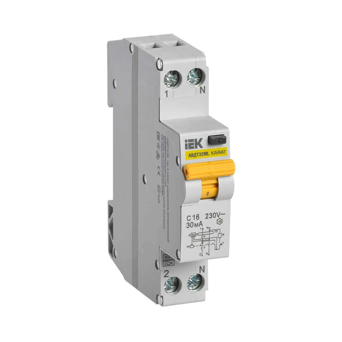 Residual Current Circuit Breaker With Overcurrent Protection Rccb Avdt32ml Type A C16 30ma Iek ...