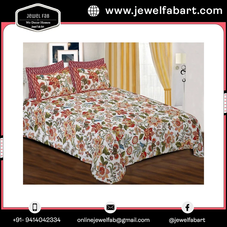 100% Cotton Bedsheets Snowy White Luxury Bedsheet Pillow Cases Set Floral Printed Home/hotel ...