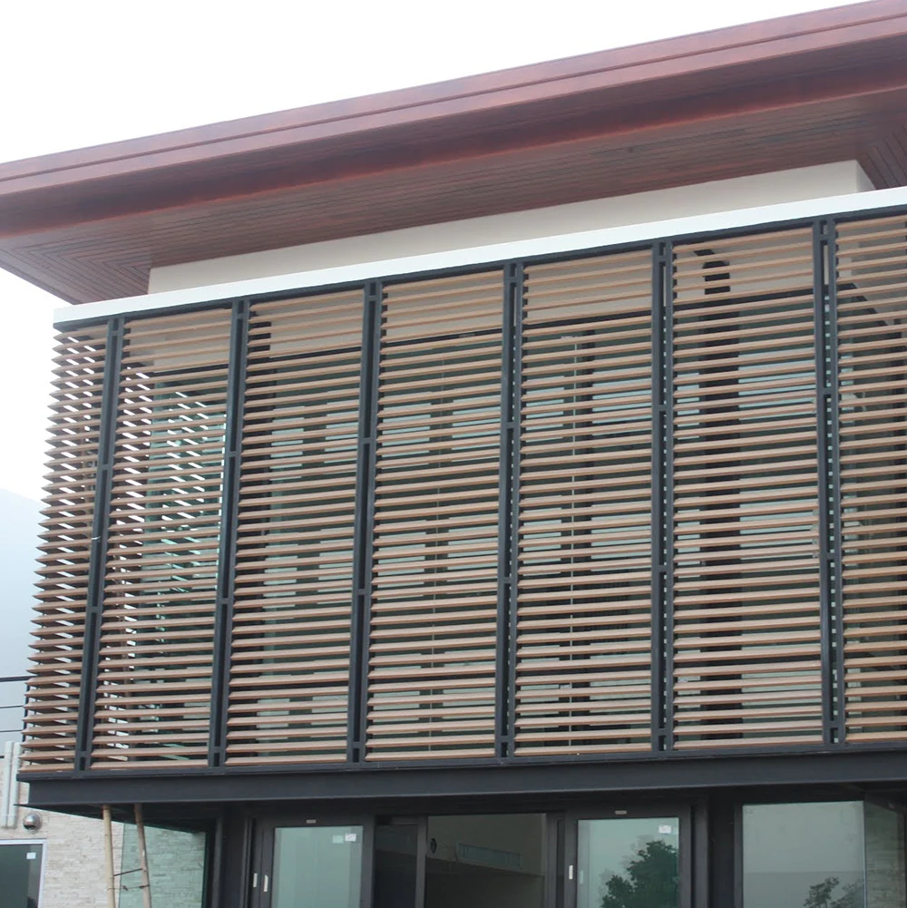 Outdoor Oval Louver Sun Shade Aluminum Extruded Profiles Wood Gain Made ...
