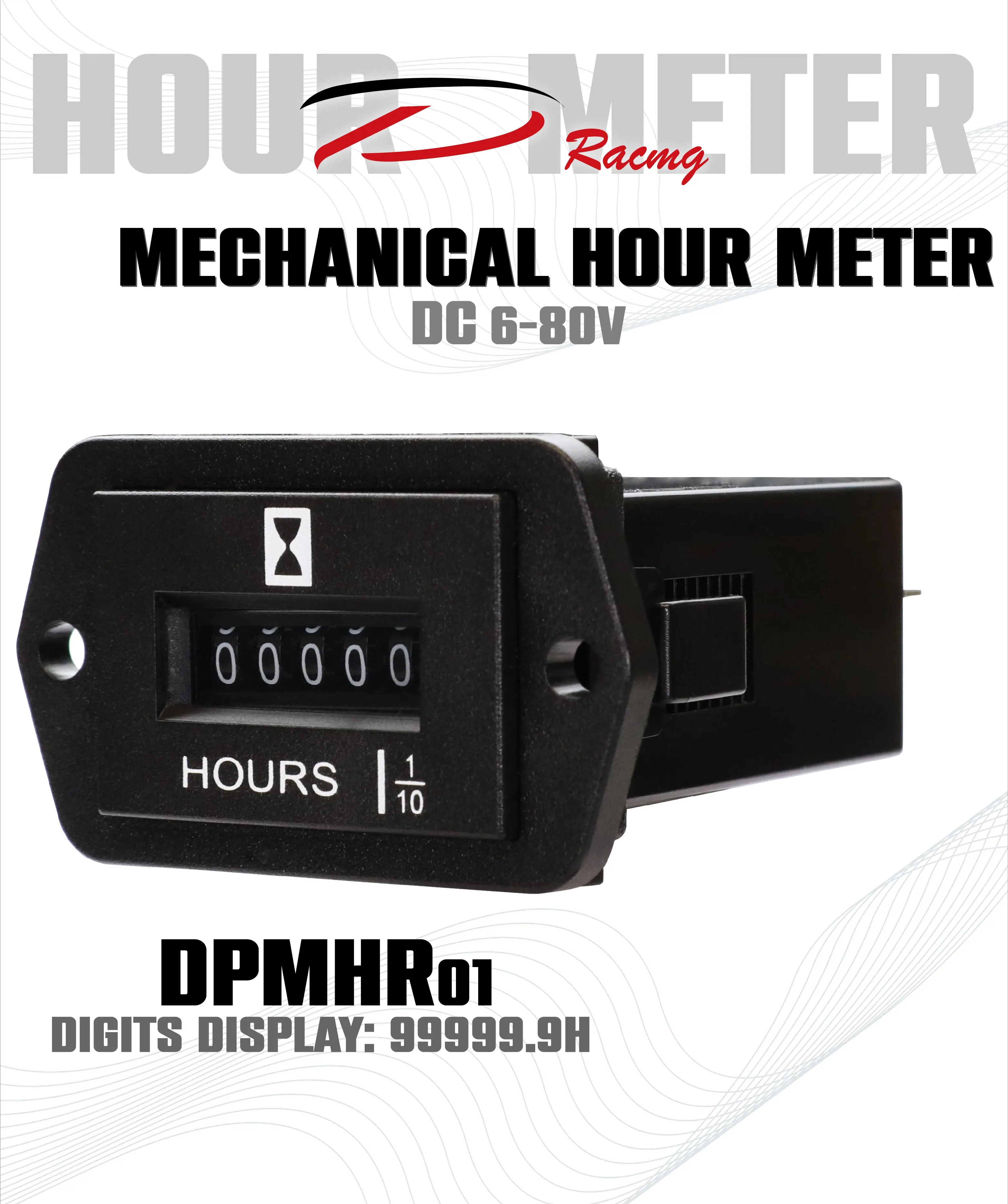 Mechanical HourMeter Black 80V Hour Meter for Diesel Engine RV ...