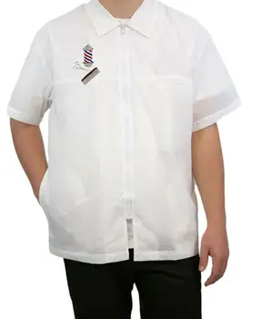 Classic Barber Jacket With Custom Name Logo Embroidery Barber Smock ...