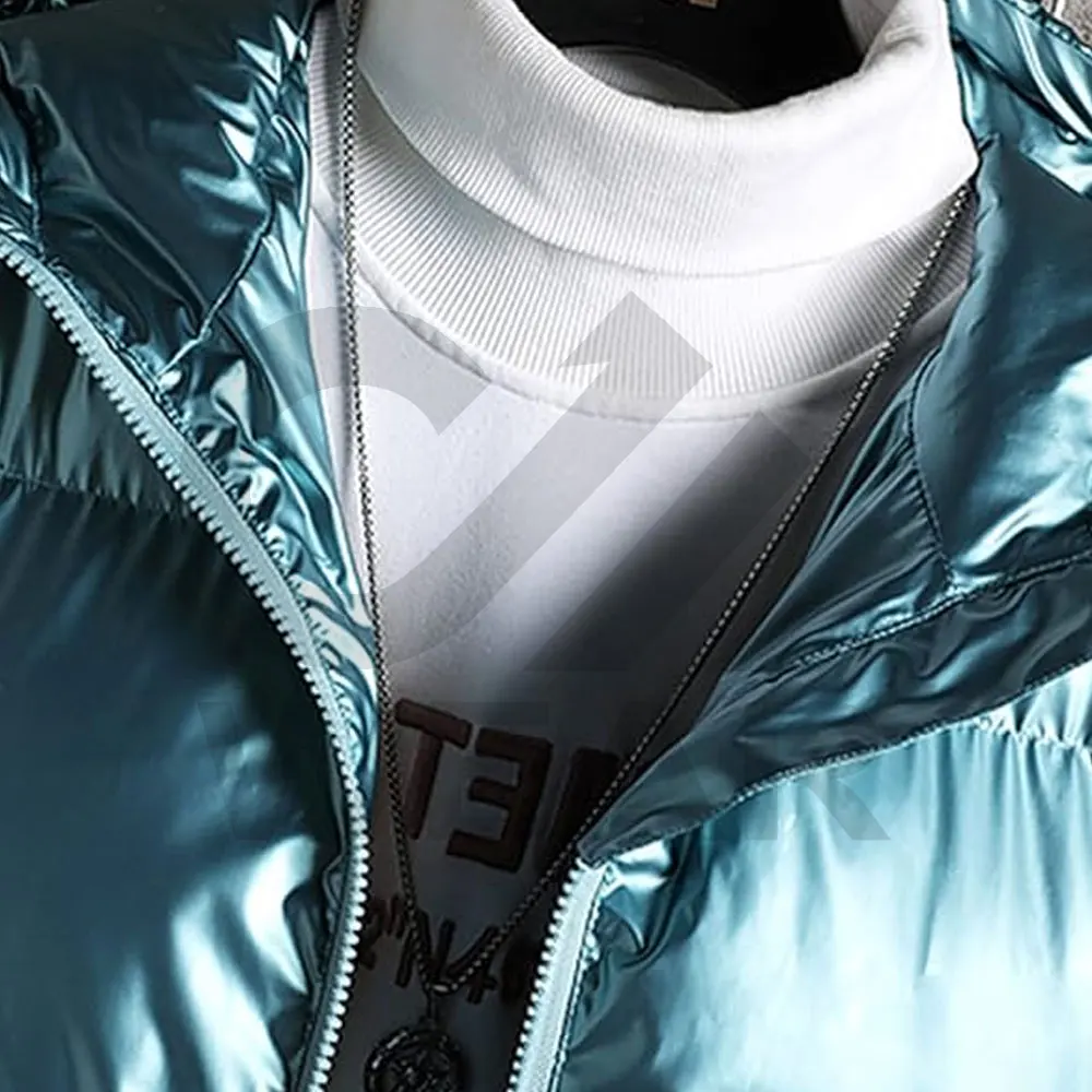 Mens Shiny Puffer Jacket Black Bubble Winter Warm Waterproof Packable ...