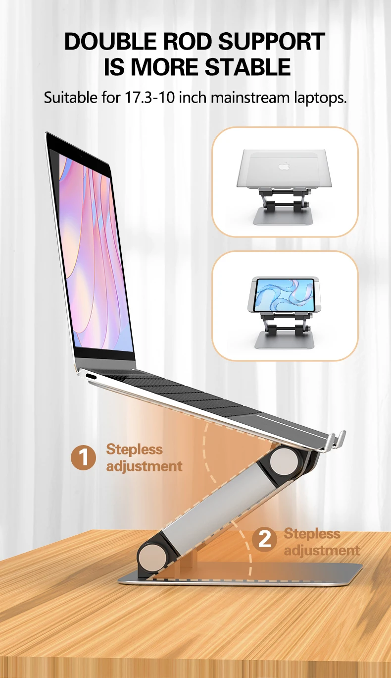Leadingplus Adjustable Aluminum Laptop Stand - Portable & Foldable