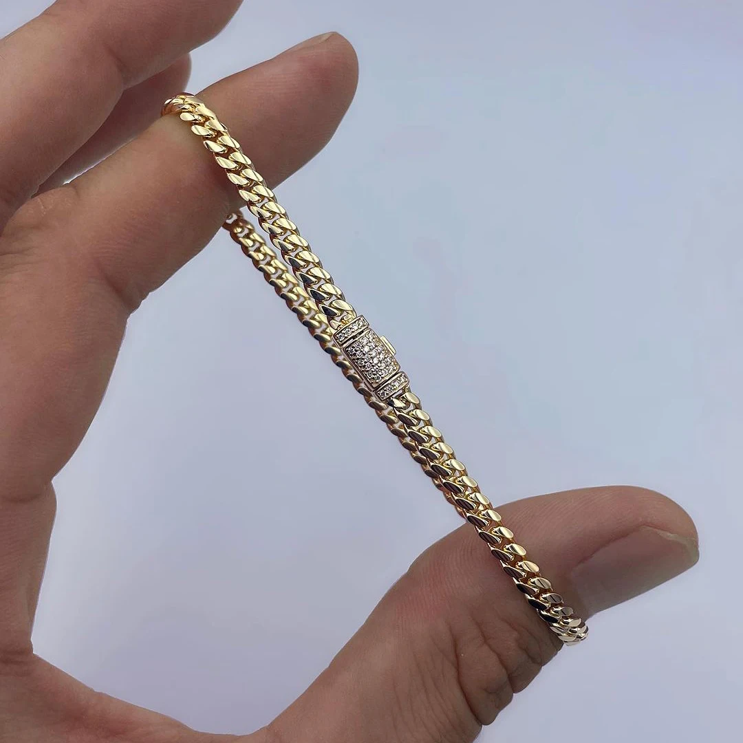 Custom 6mm 8mm 10k 14k Solid Gold Real Gold Cuban Link Chain Moissanite ...