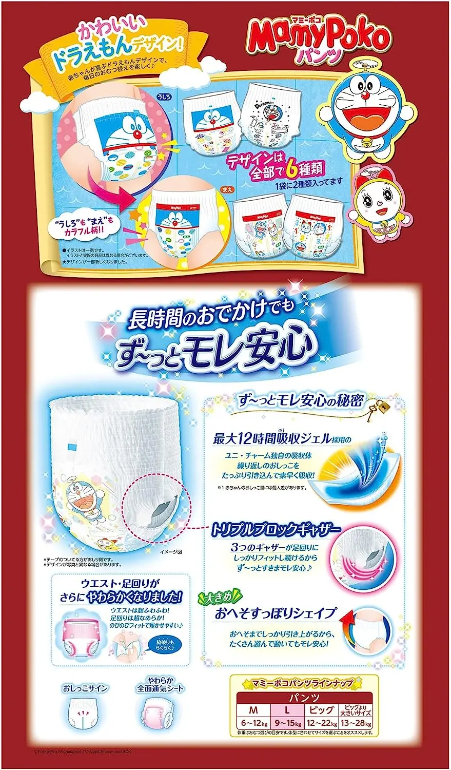 New 2023 Packing! Doraemon Version Larger Size Japan Popular Mamypoko ...