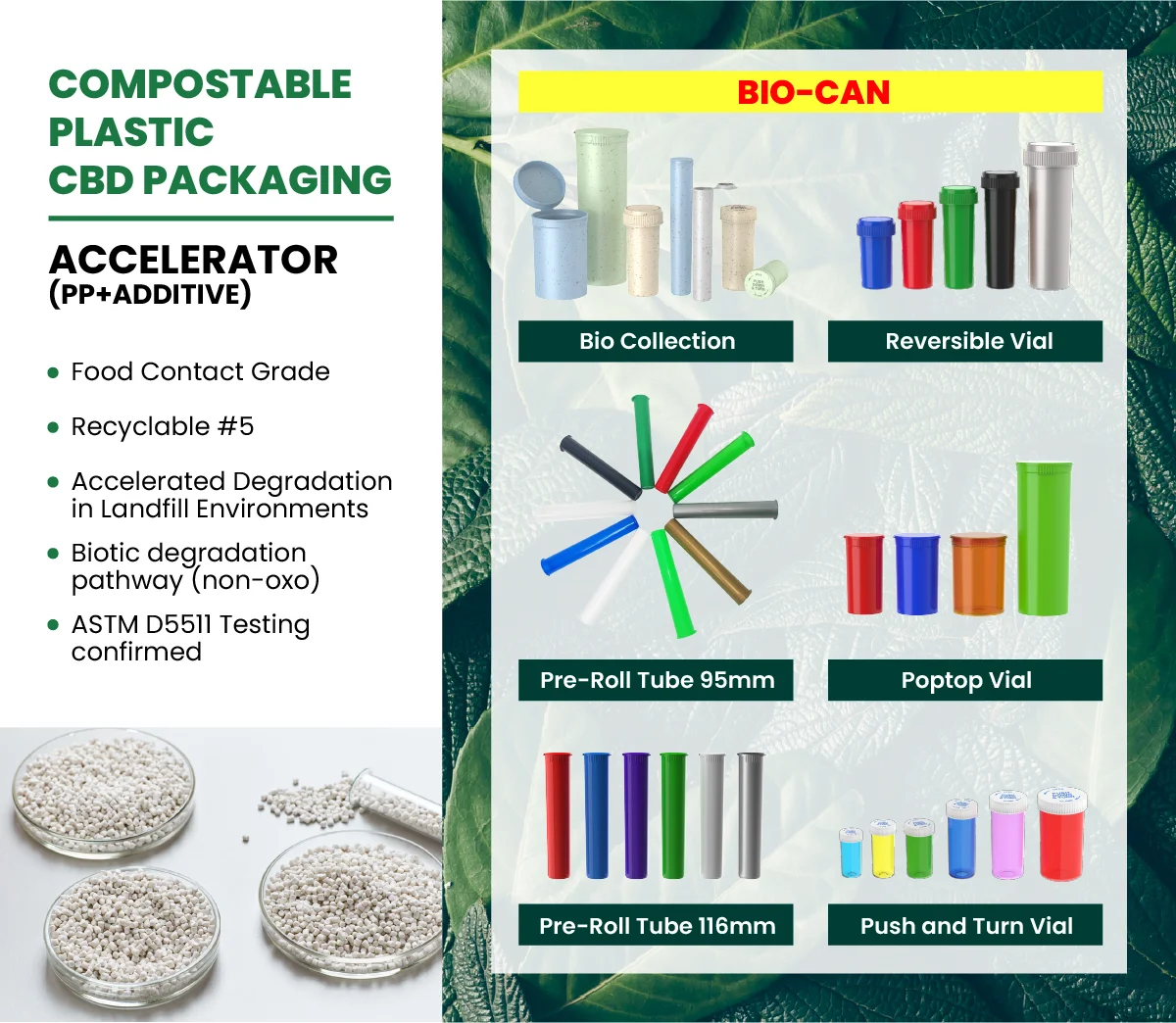 60 Dram Child Resistance Plastic Packaging Compostable Poptop Vials ...