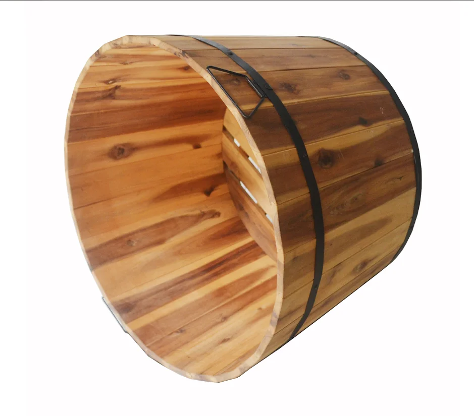 Wholesaler 100% Acacia Wooden Barrels Planters And Flower Bucket With ...