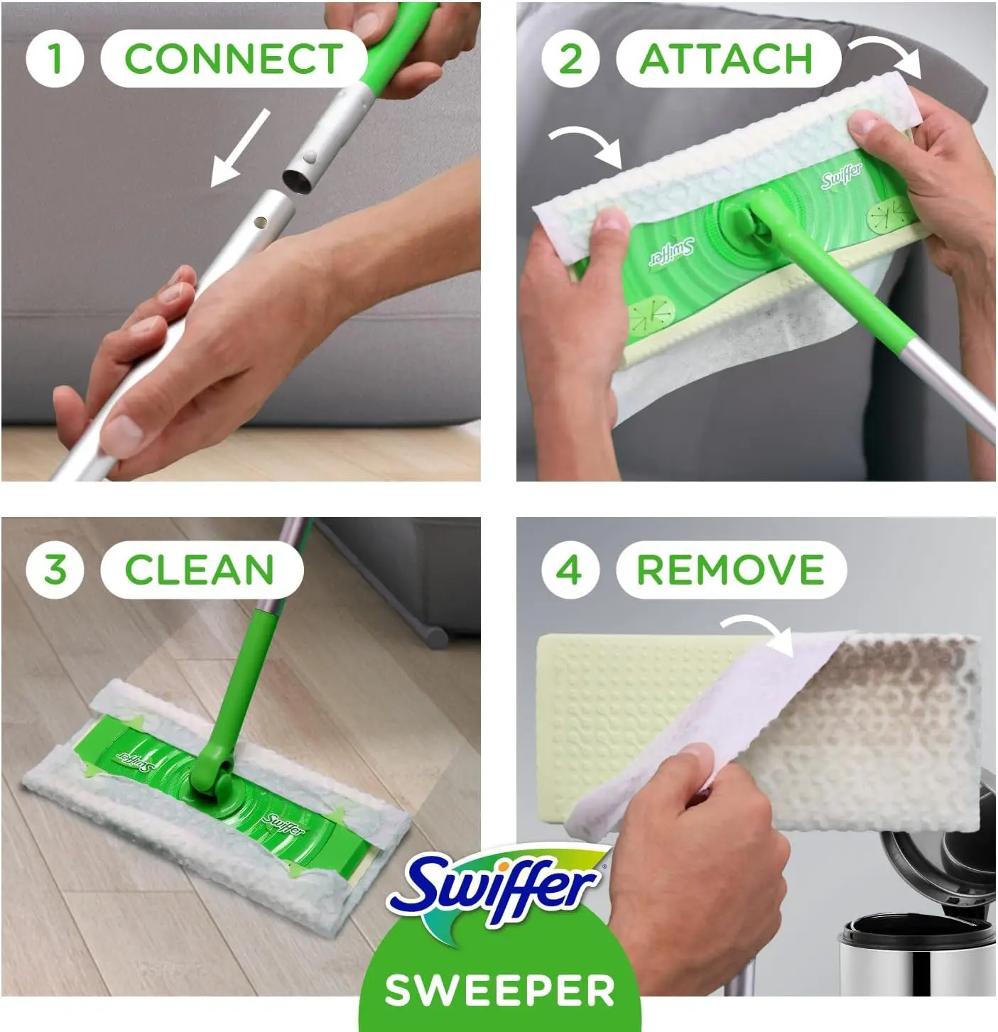 Swiffer Sweeper 2-in-1 Dry + Wet Floor Mopping and Sweeping Kit, Multi-Surface Kit for Floor ...