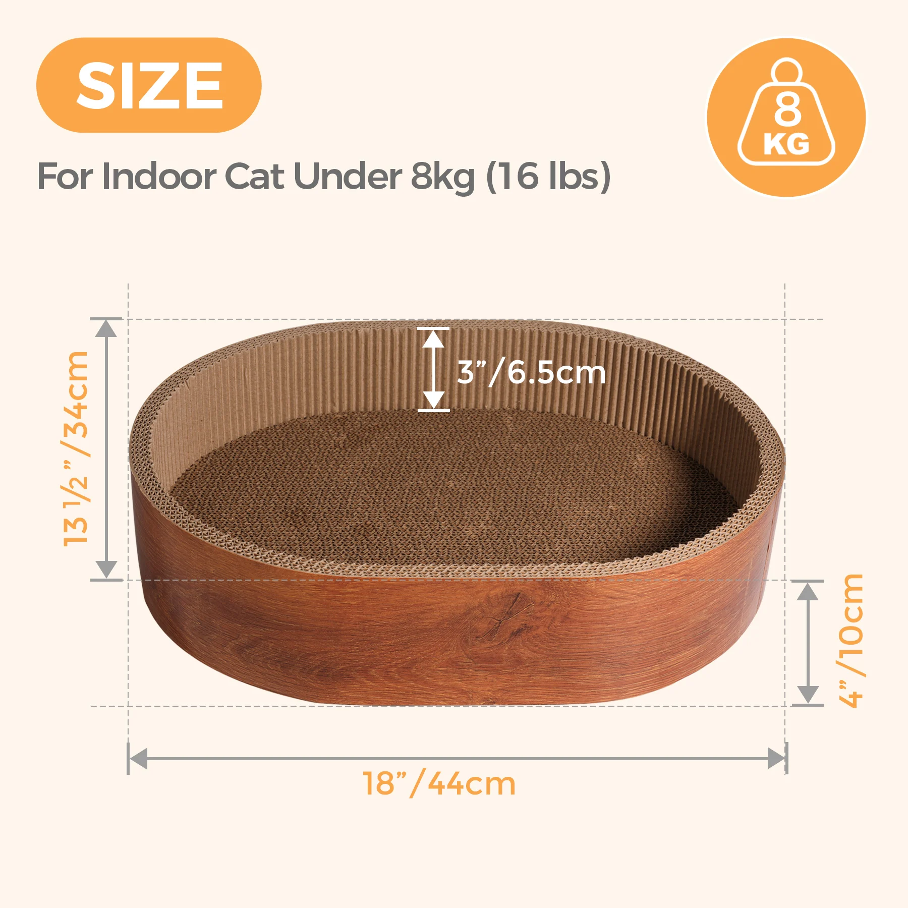 Modern Indoor Cat Lounge Bed Oval And Circle Wooden Grain Cat Scratcher ...
