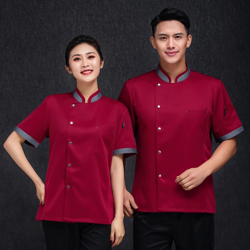 Unisex Chef Jacket Short Sleeve Restaurant Uniform Coats Women Kitchen ...