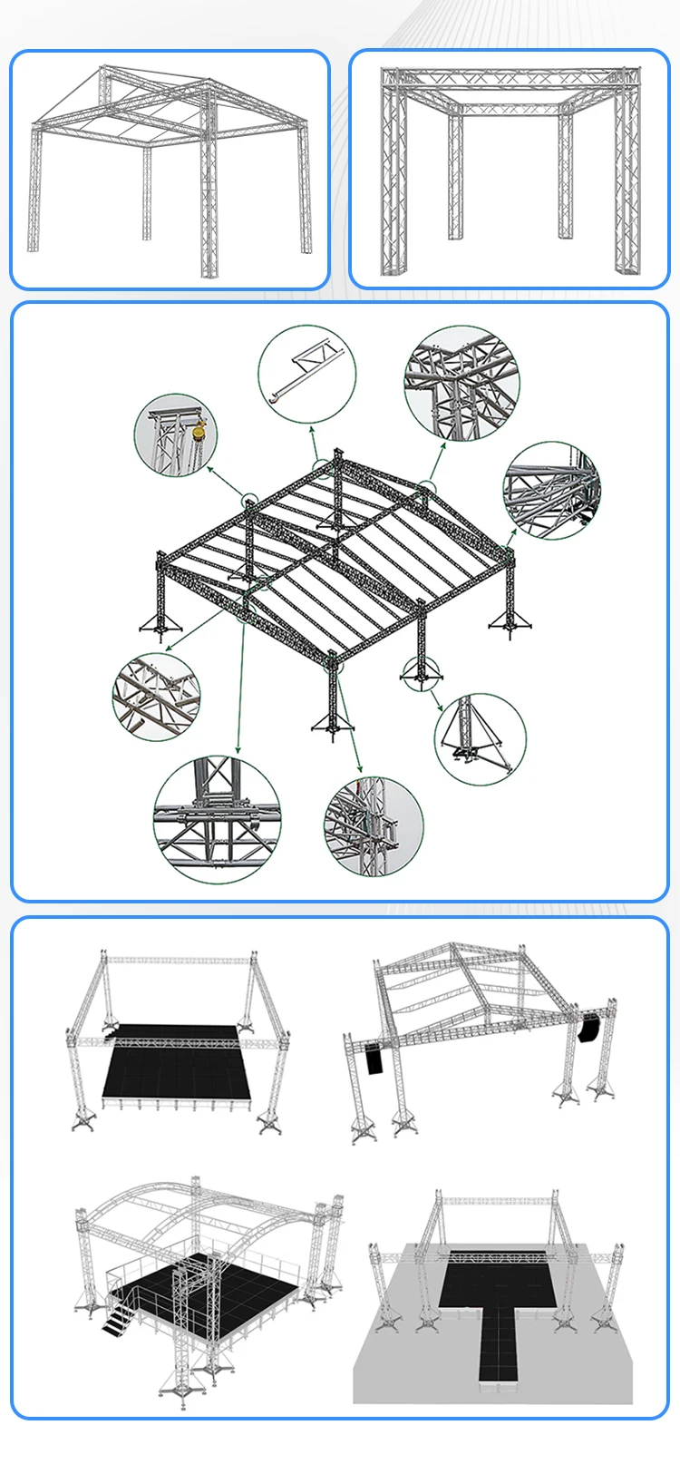 Aluminum Alloy Truss 290mm*290mm Square Spigot 1m To 4m Height For ...