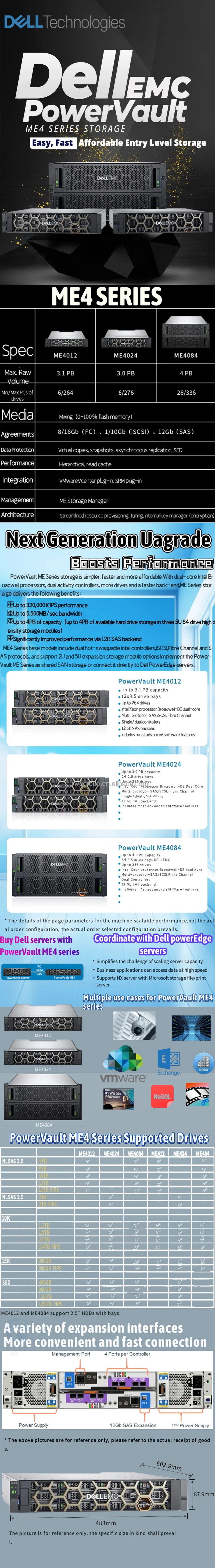 EMC PowerVault ME4084 Networking Storage Array 2*2.4TB 10K RPM SAS HD ...