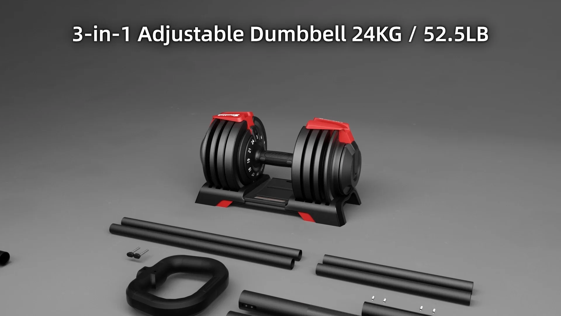 New Design 3 In 1 52.5lb 24kg Adjustable Dumbbell Barbell Kettlebell 24 Kg Set For Women Home ...