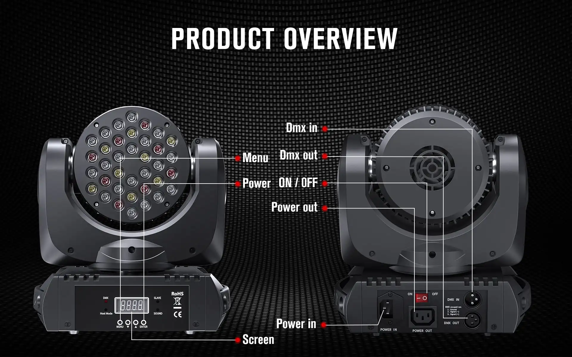 Big Dipper LM108 36x3W LED Moving Head Light - RGBW Stage Wash Lights ...