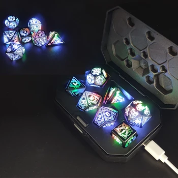 Custom Light Up Dnd Dice Rechargeable With Charging Box 7 Pcs Led ...