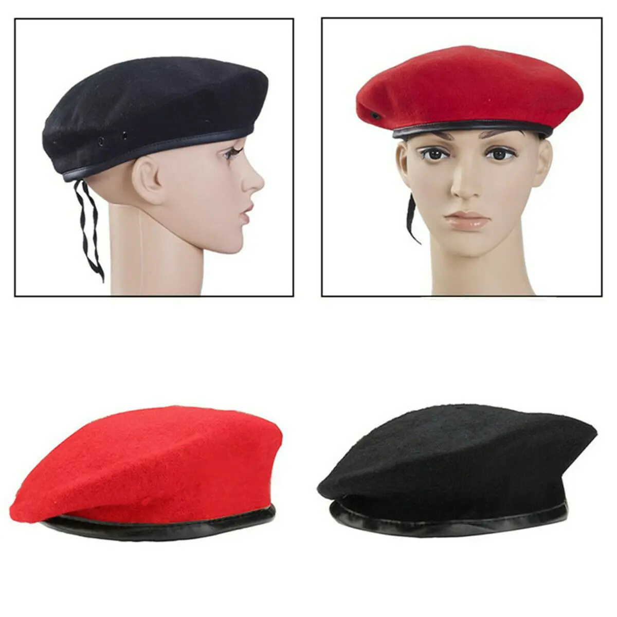 Wholesale Brown Black Wool Berets Caps Custom Embroidered Knitted Femme ...
