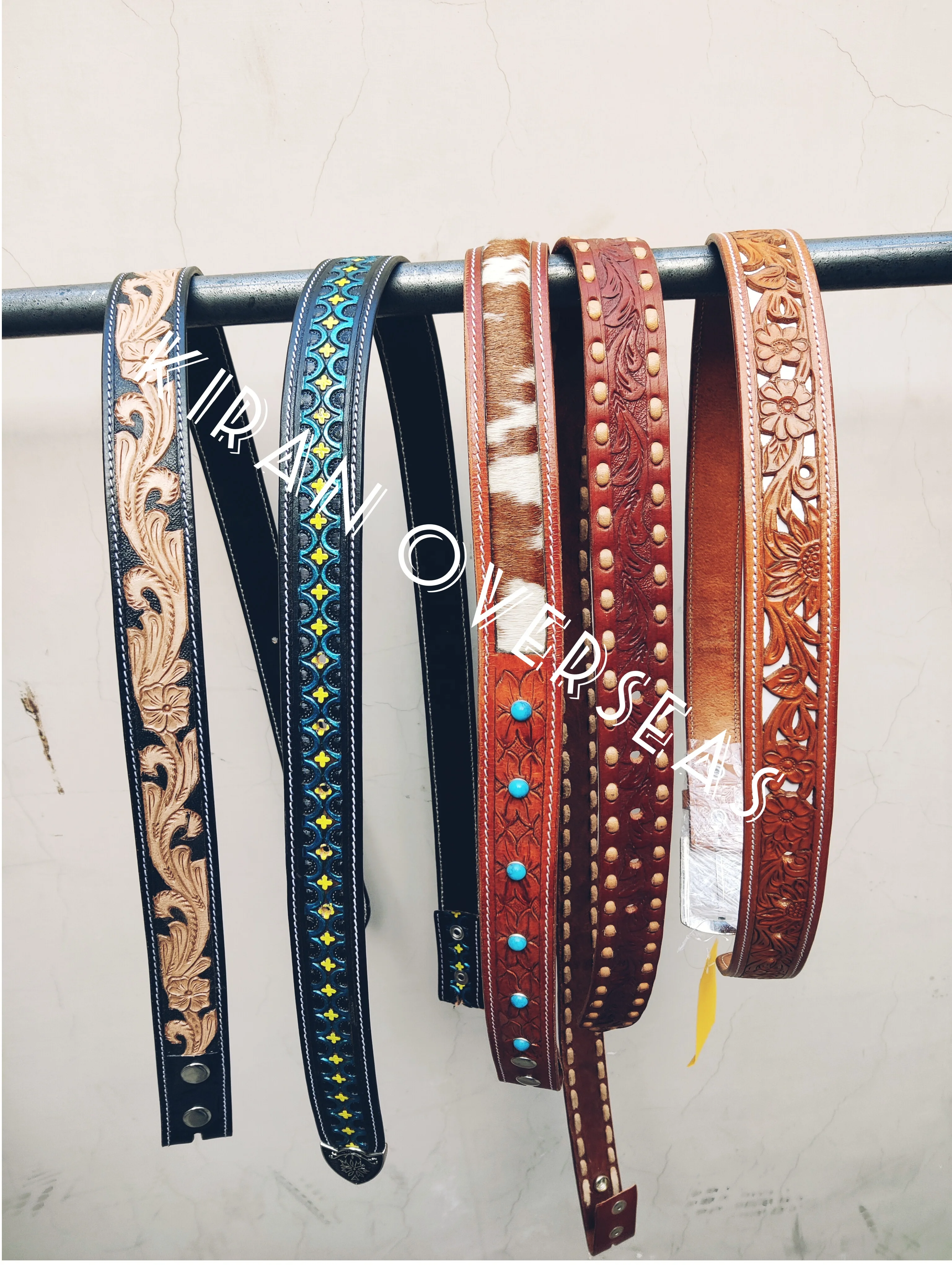 Cow Hide Western Leather Belt Handmade Tooling And Carving Full Grain ...