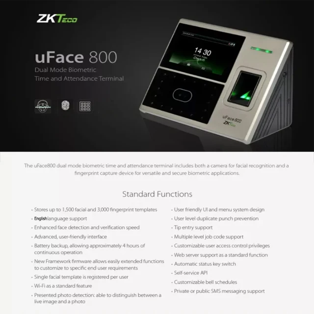 Uface800 - Advanced Time, Fingerprint, and Face Recognition