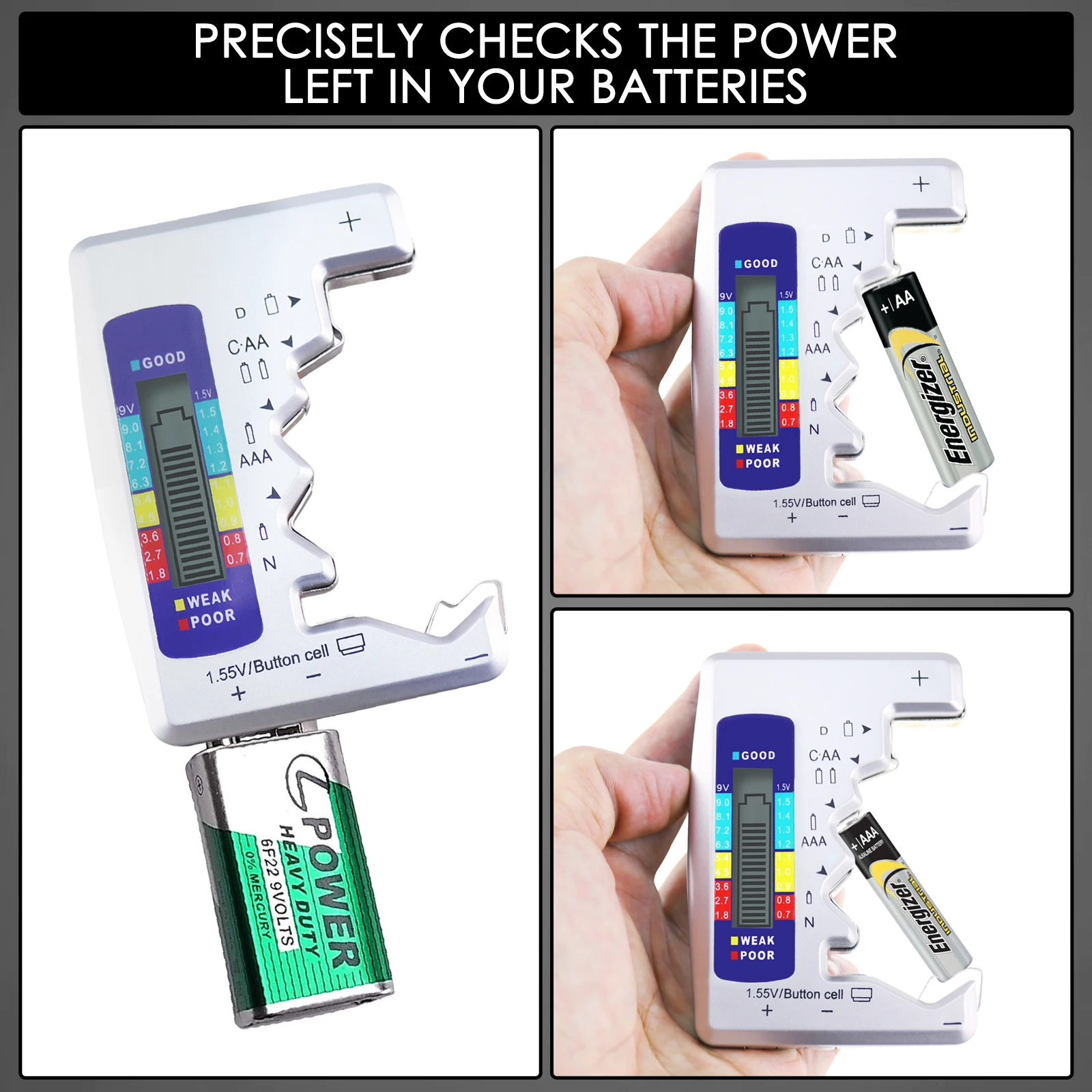 710-110 Battery Tester & Checker for AA, AAA, C, D, 9V & Lithium ...