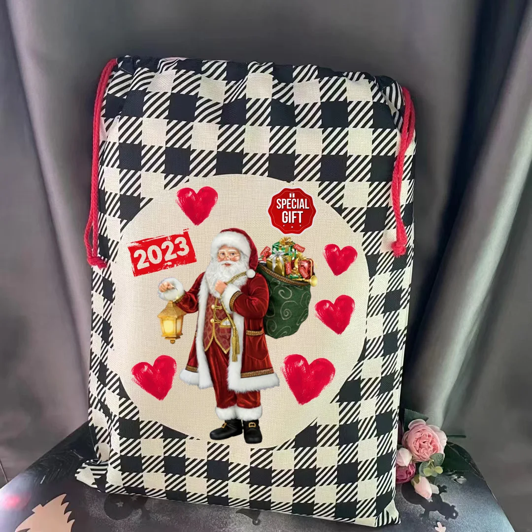 Sublimation Bulk Red Santa Sacks Candy Cane Stripe Bag Santa Claus ...