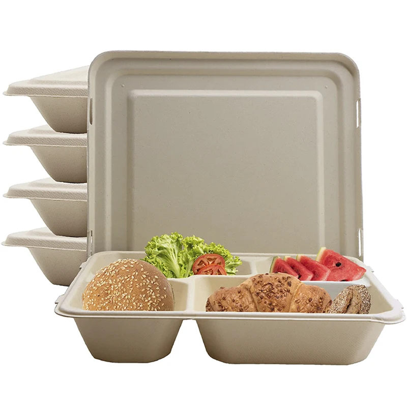Wholesale Biodegradable 3 Compartment Sugarcane Bagasse Takeaway ...